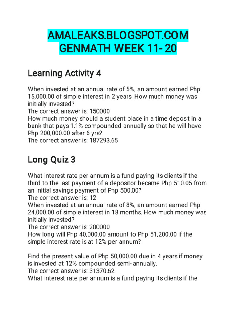 (AMALEAKS - BLOGSPOT.COM) GenMath11-20 | PDF | Computers