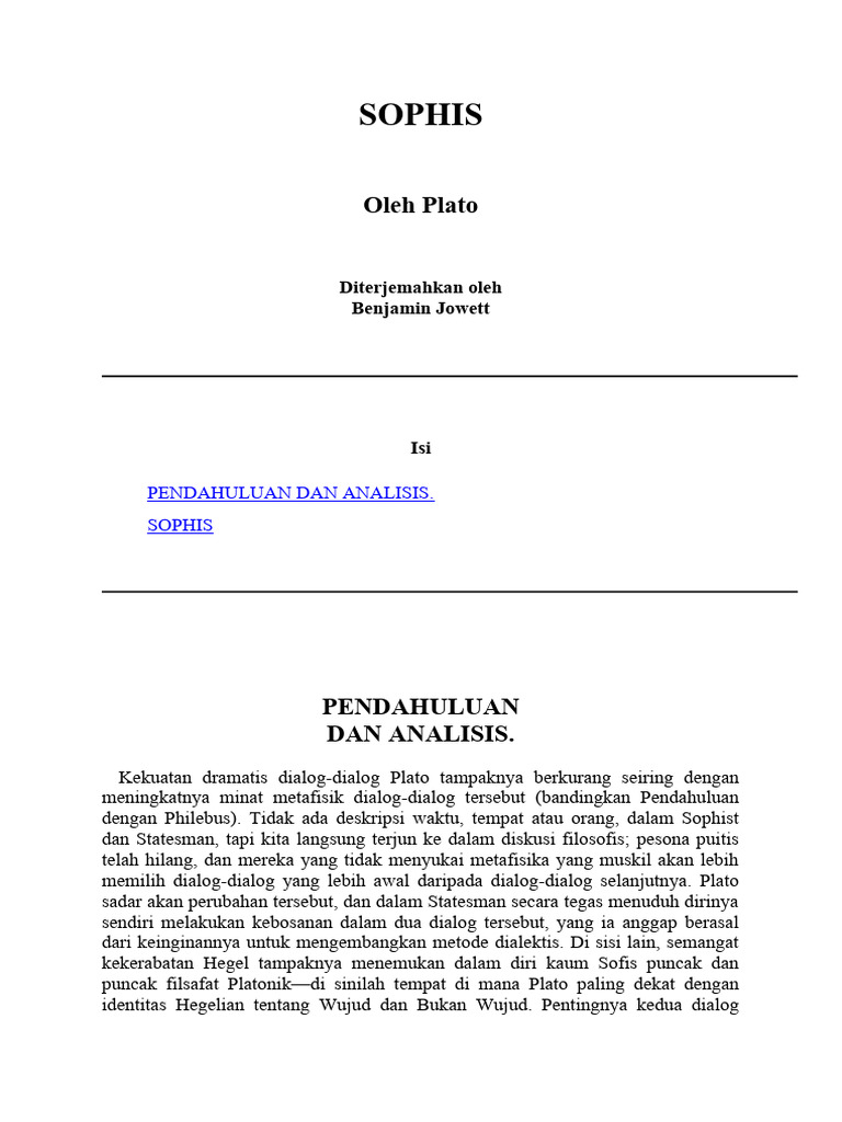 Plato - Sophist (Ind) | PDF