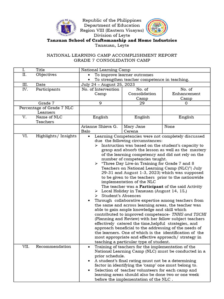 ACR-NLC Consolidation | PDF | Teachers | Learning