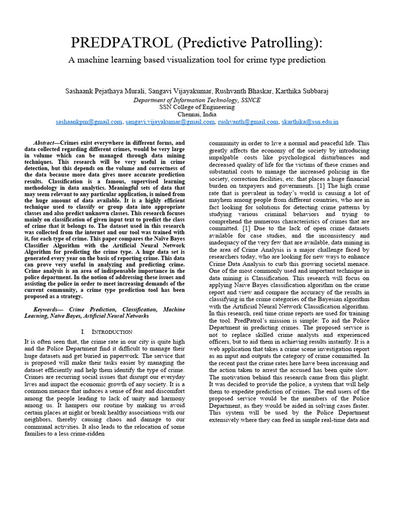 PREDPATROL (Predictive Patrolling)_IEEEFormat | PDF