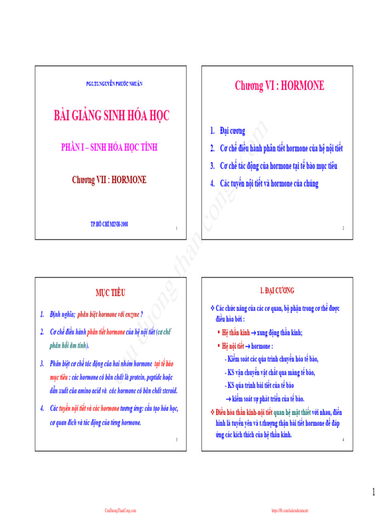 Sinh Hoa Dai Cuong Nguyen Phuoc Nhuan b7 Hormone (Cuuduongthancong - Com) | PDF