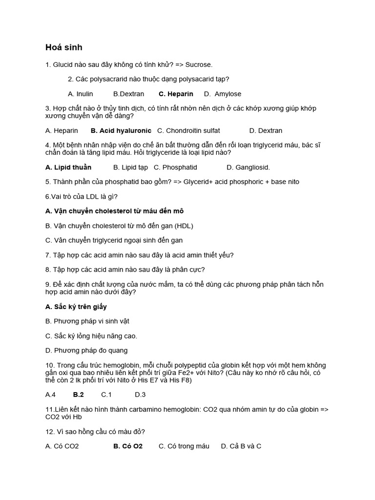 30 Y21 Hoá Sinh | PDF