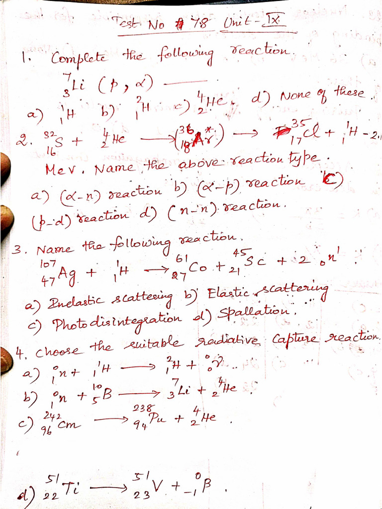 Nuclear Physics MCQ Question | PDF