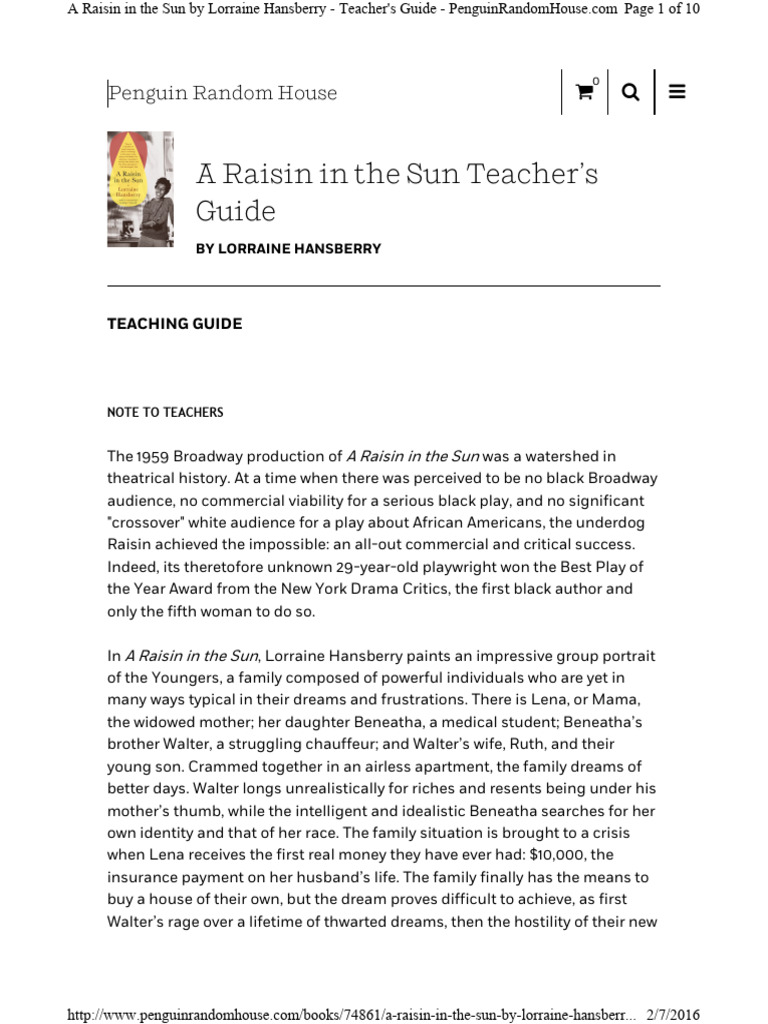 a-raisin-in-the-sun guide | PDF