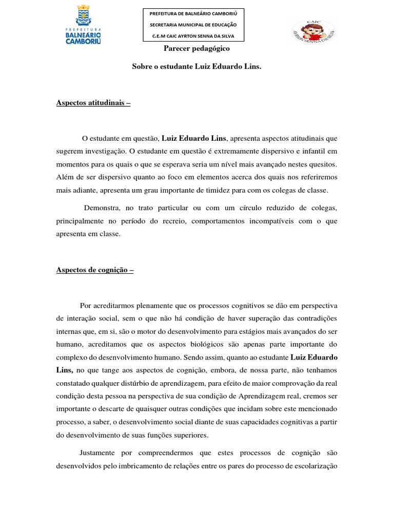Parecer de Luiz Eduardo Lins | PDF Parecer de Luiz Eduardo Lins | PDF