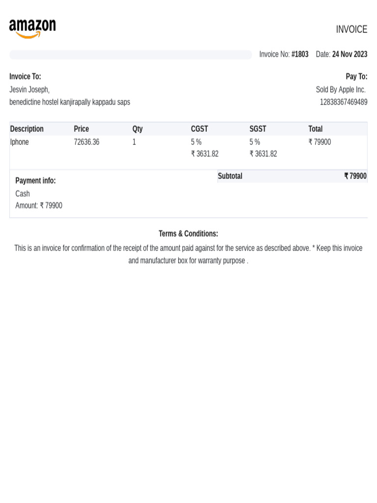 E-Commerce Invoice Template 3 | PDF