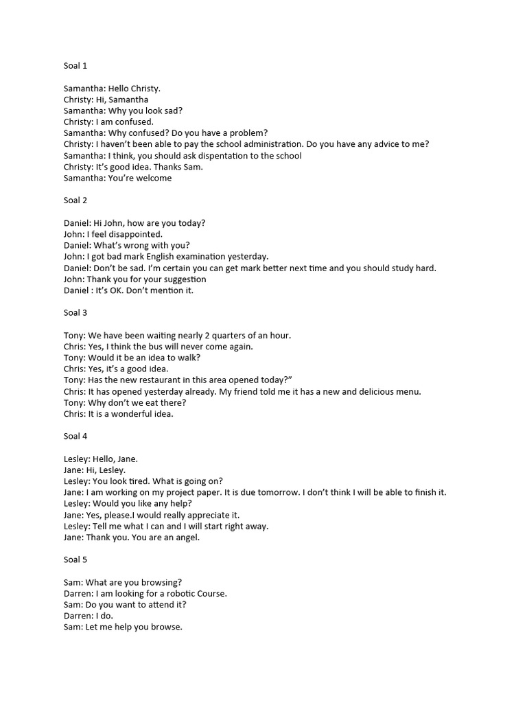 Soal 1 Dialog Suggestion Pdf