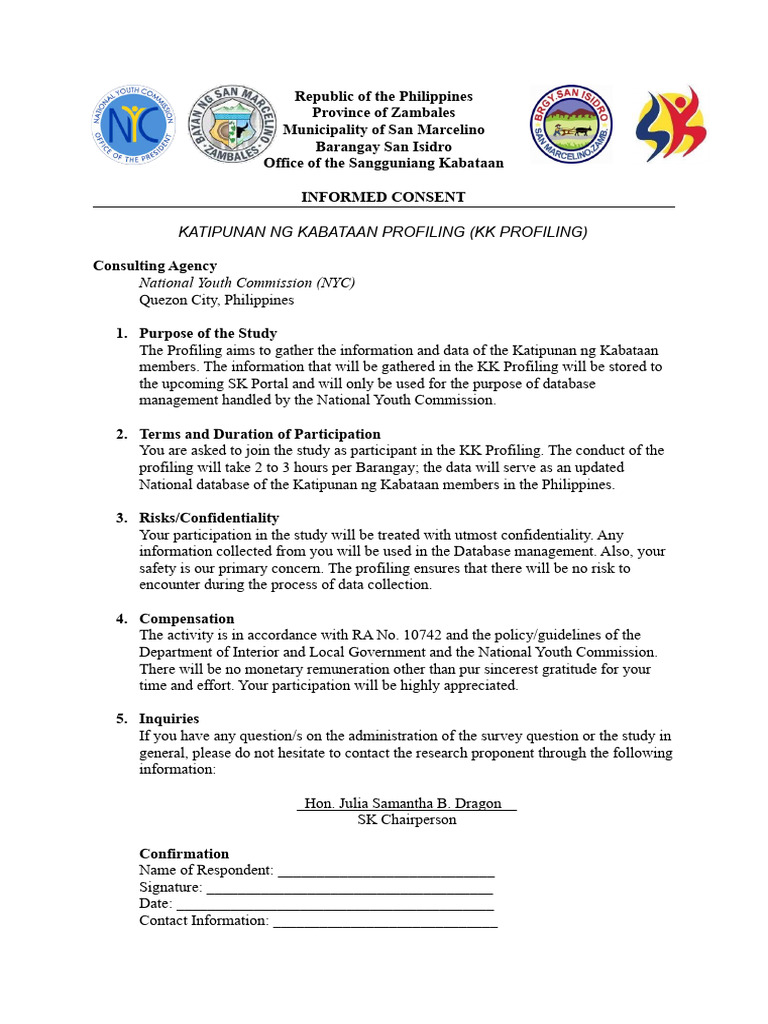 KK Profiling Informed Consent Form | PDF