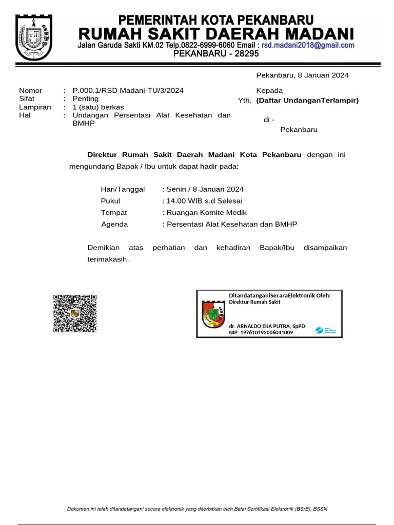 Undangan Presentasi Alkes Dan BMHP | PDF