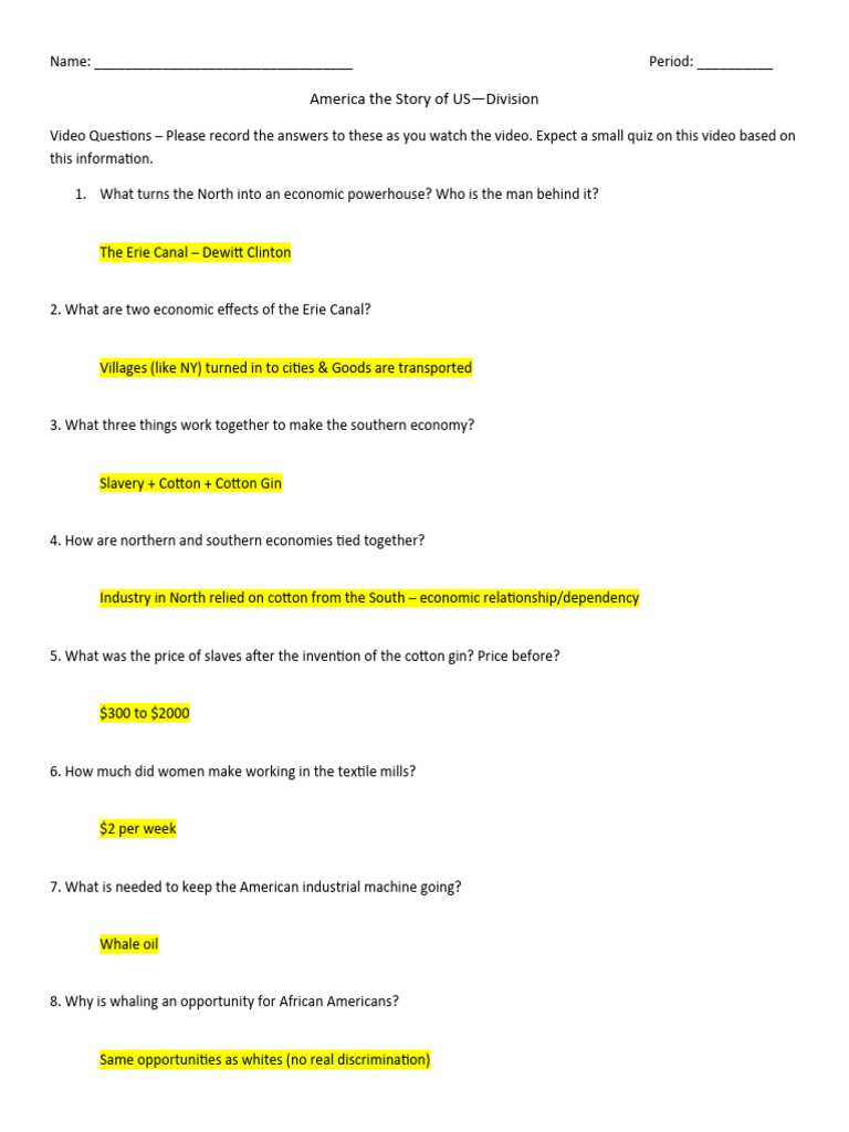 Am Story of Us Division Guide Key | PDF