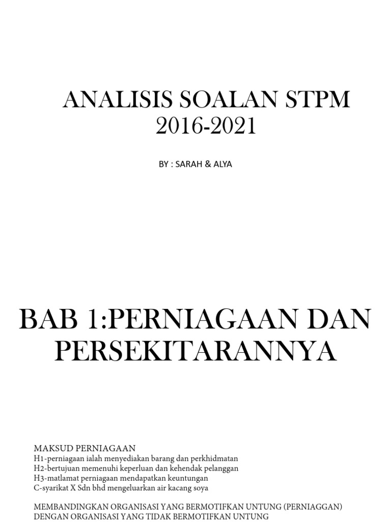 Analisis Soalan STPM 2016-2021 | PDF
