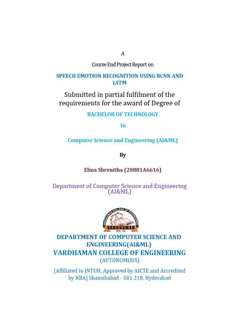 Sample Course End Project Report | PDF