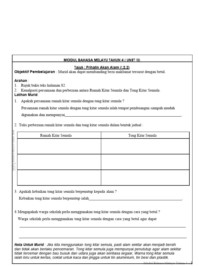 Modul BM Tahun 4 SJK Unit 13 | PDF