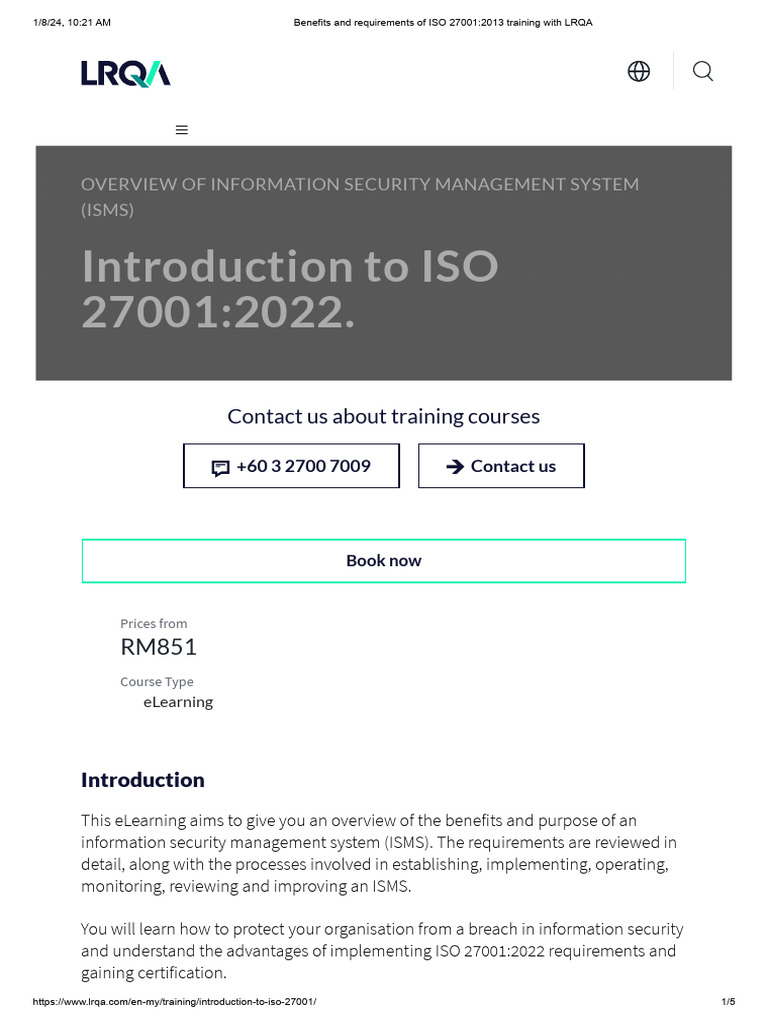 ISO 27001 - 2013 Introduction | PDF