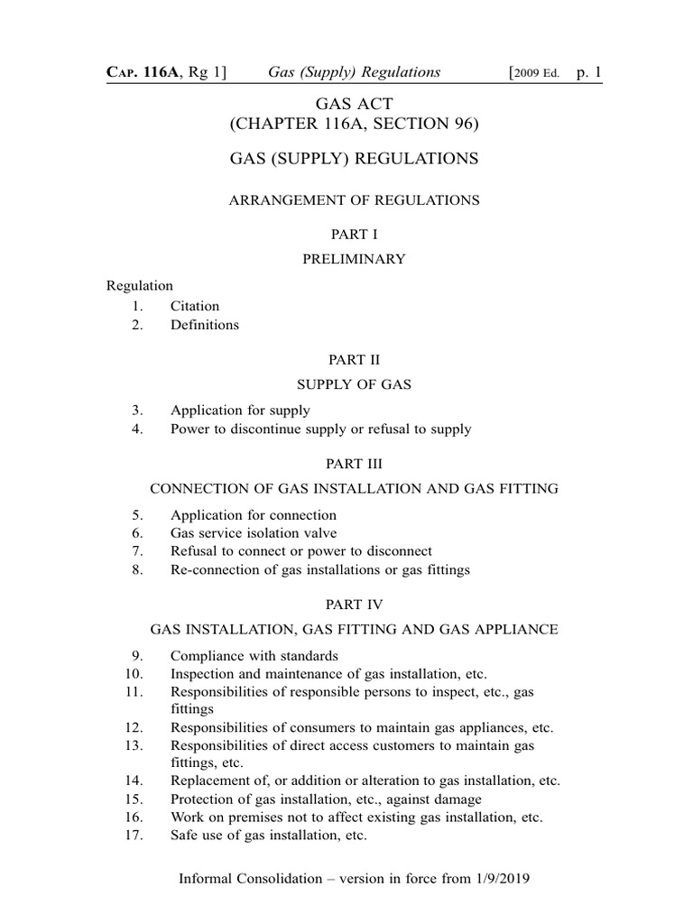 Gas Supply Regulations Guide | PDF | Law | Technology & Engineering