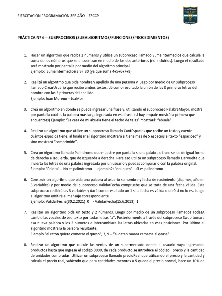 Practica 6 - Subprocesos | PDF