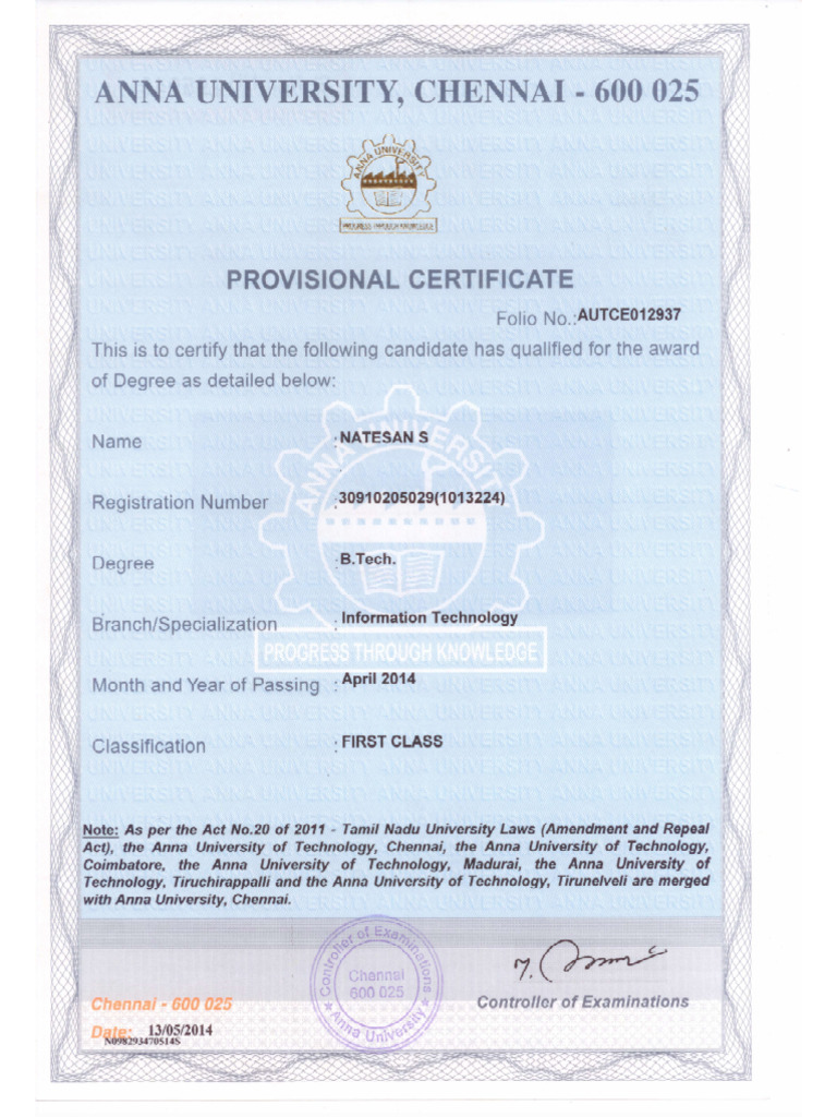 Provisional Certificate | PDF