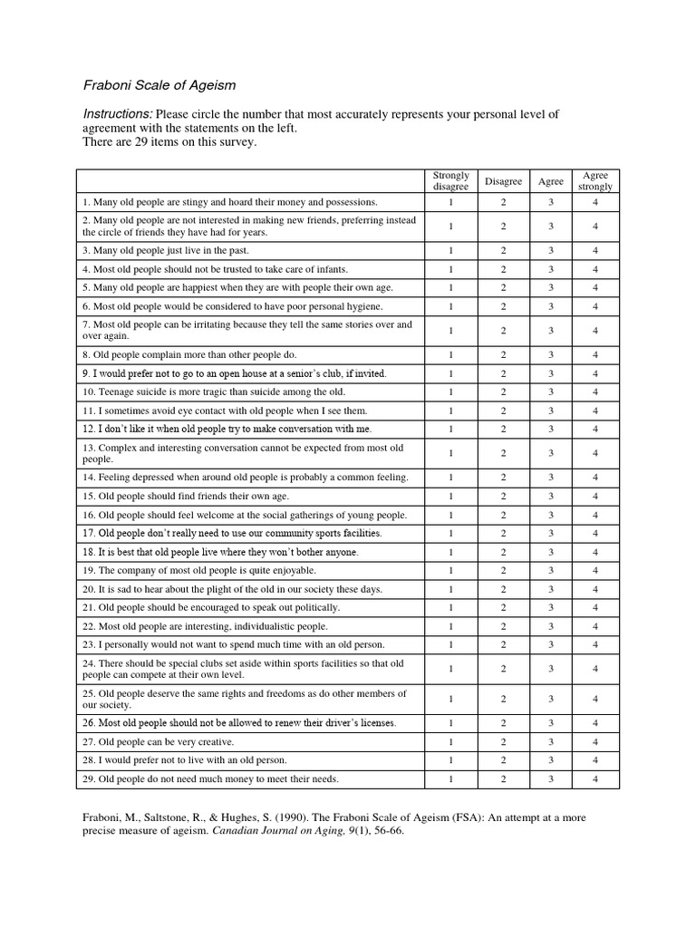 Fraboni Scale of Ageism | PDF
