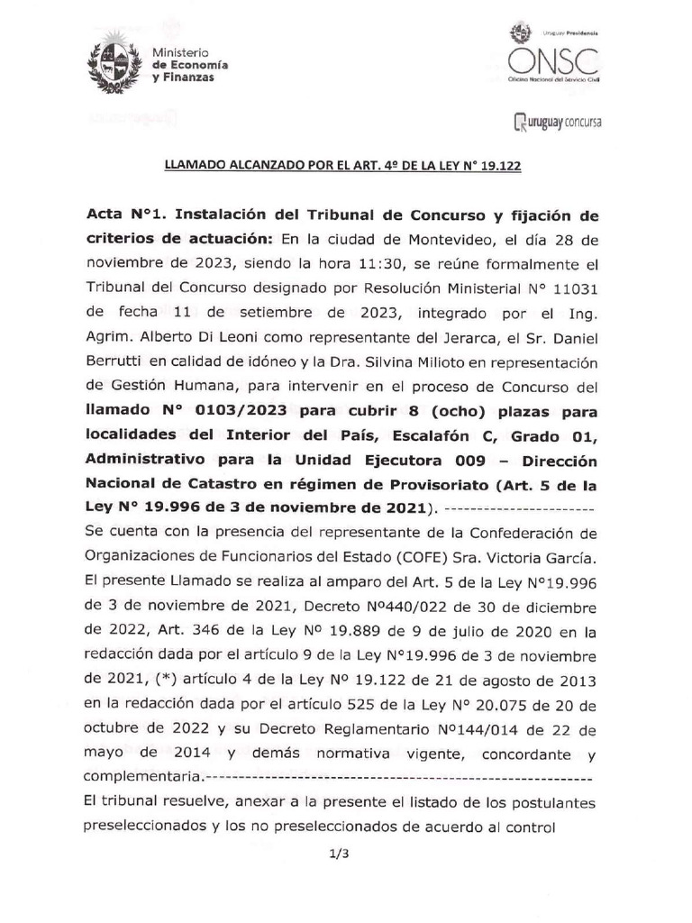 Acta N - 1-103 | PDF