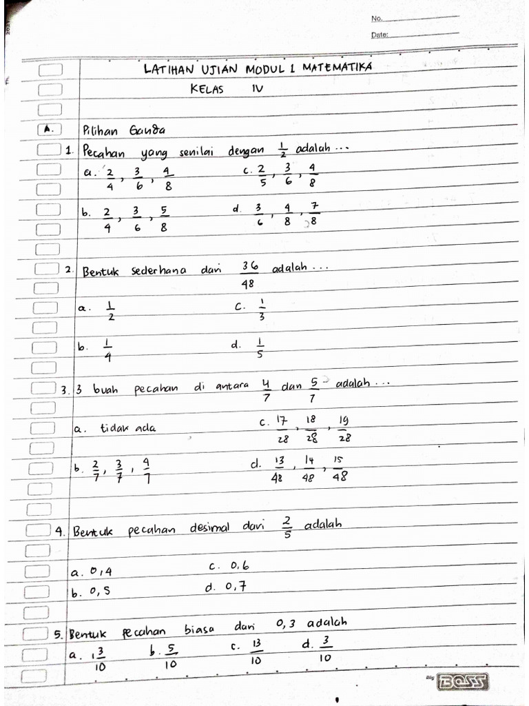 Latihan Modul 1 Matematika Kelas 4 | PDF