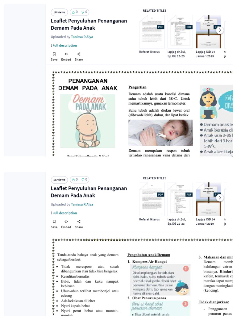 Panduan Penanganan Demam Anak | PDF