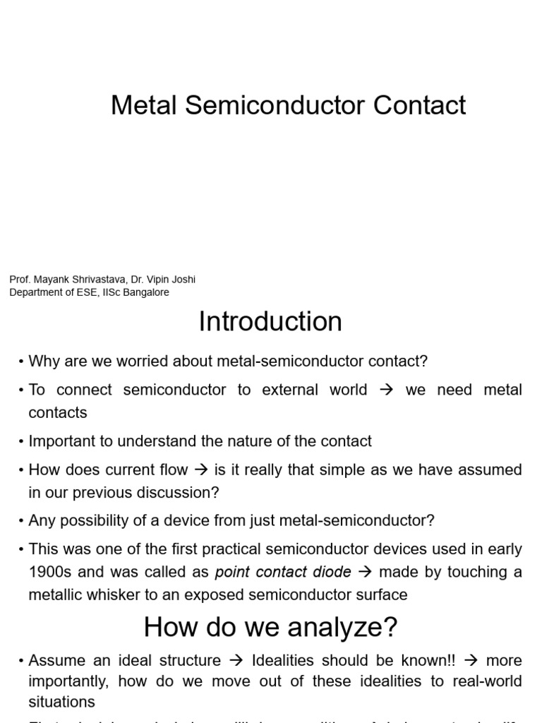 Metal Semiconductor Junction | PDF