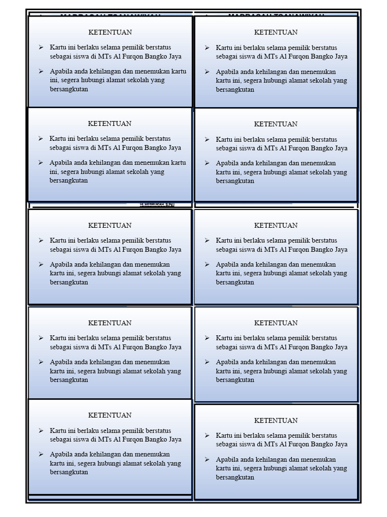Format Kartu Siswa2 | PDF