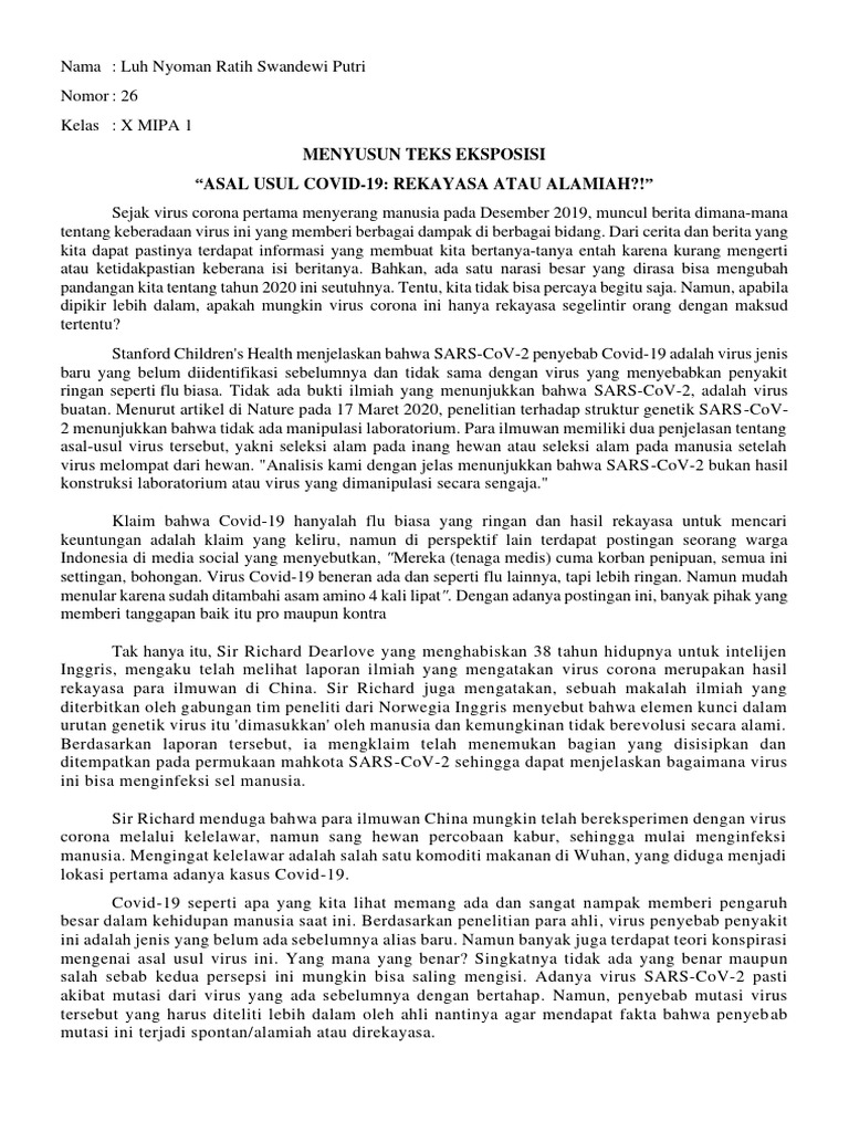 Contoh Teks Eksposisi Tentang Covid-19 | PDF