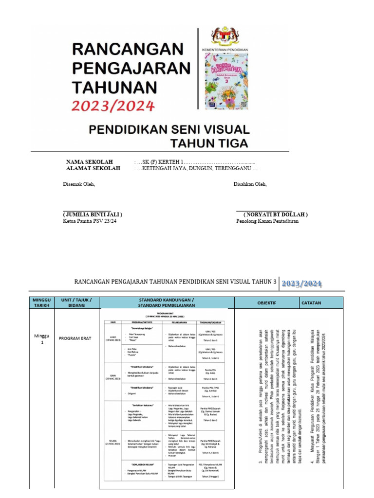 RPT PSV THN 3 2023-2024 by Rozayus Academy | PDF
