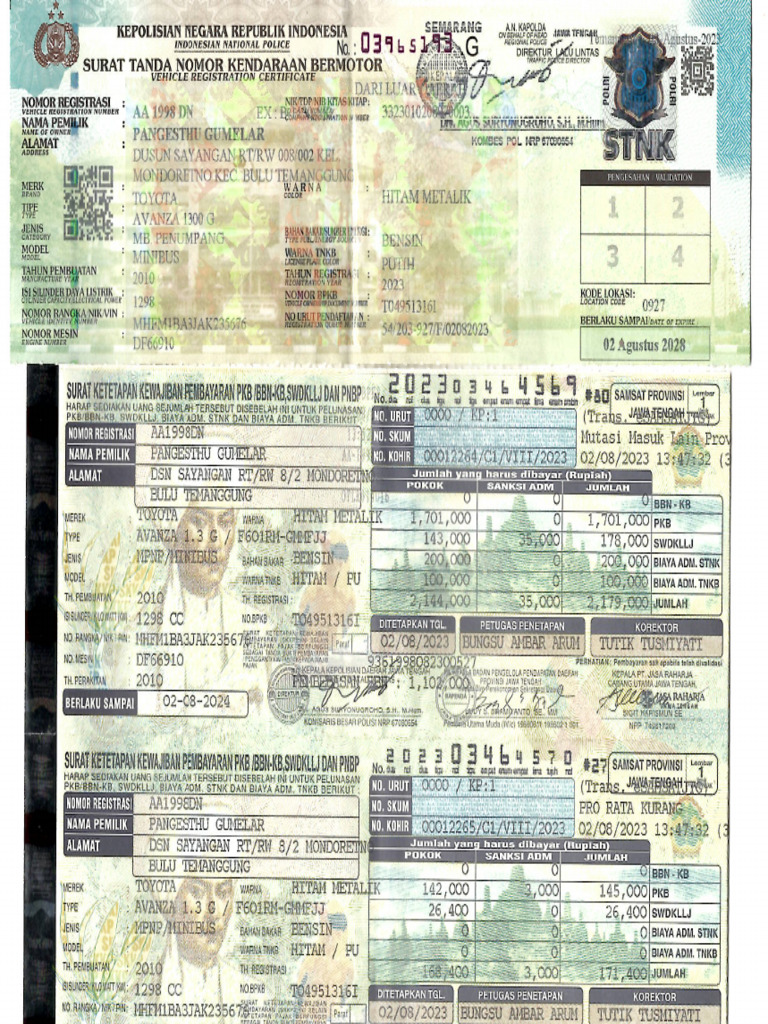 STNK Aa 1998 DN | PDF