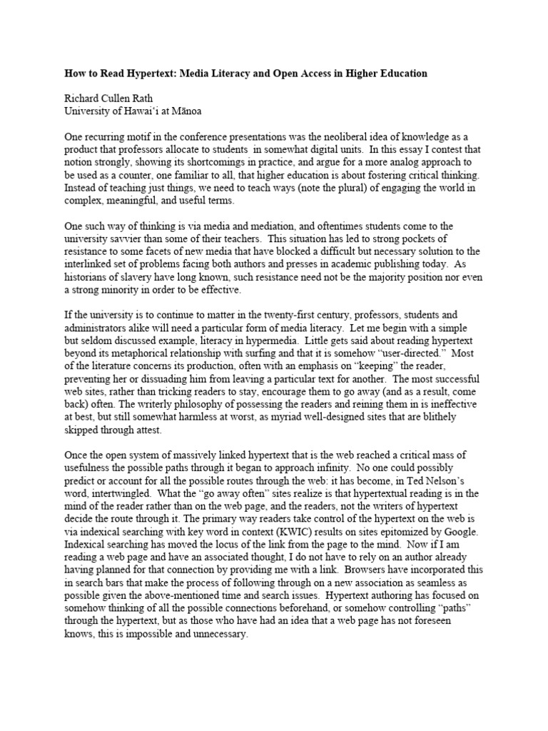 How To Read Hypertext 05 | PDF