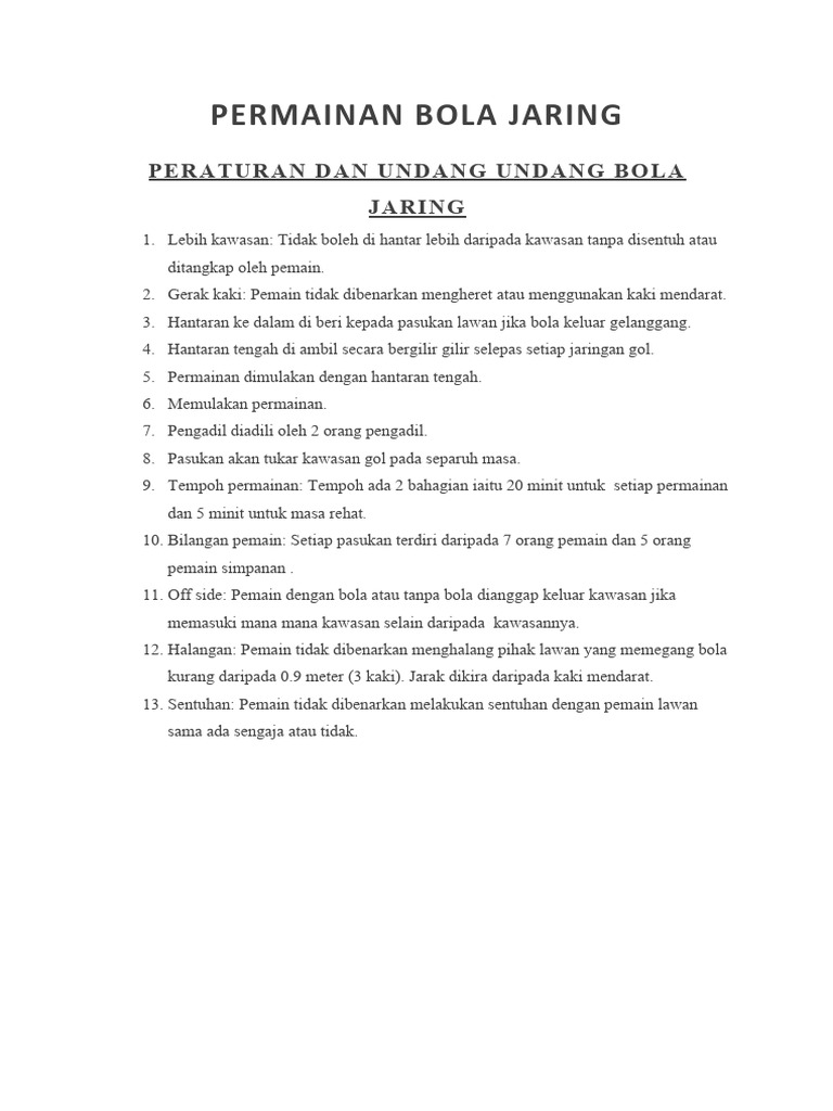 Sukan Bola Jaring | PDF