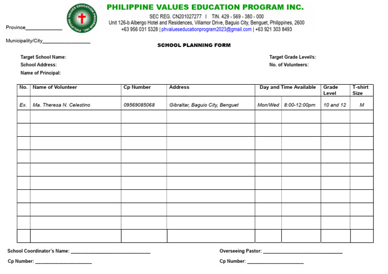 School Planning Form | PDF