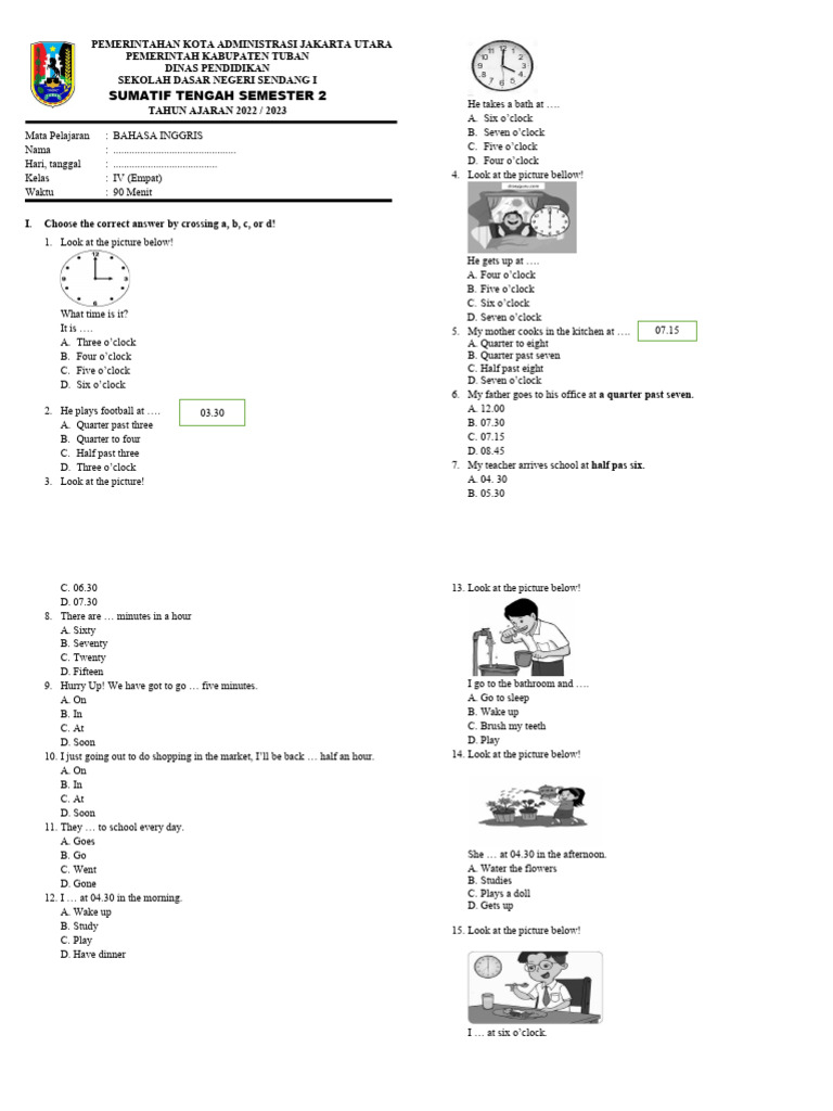 STS Sumatif Bahasa Inggris Kelas 4 Semester 2 | PDF