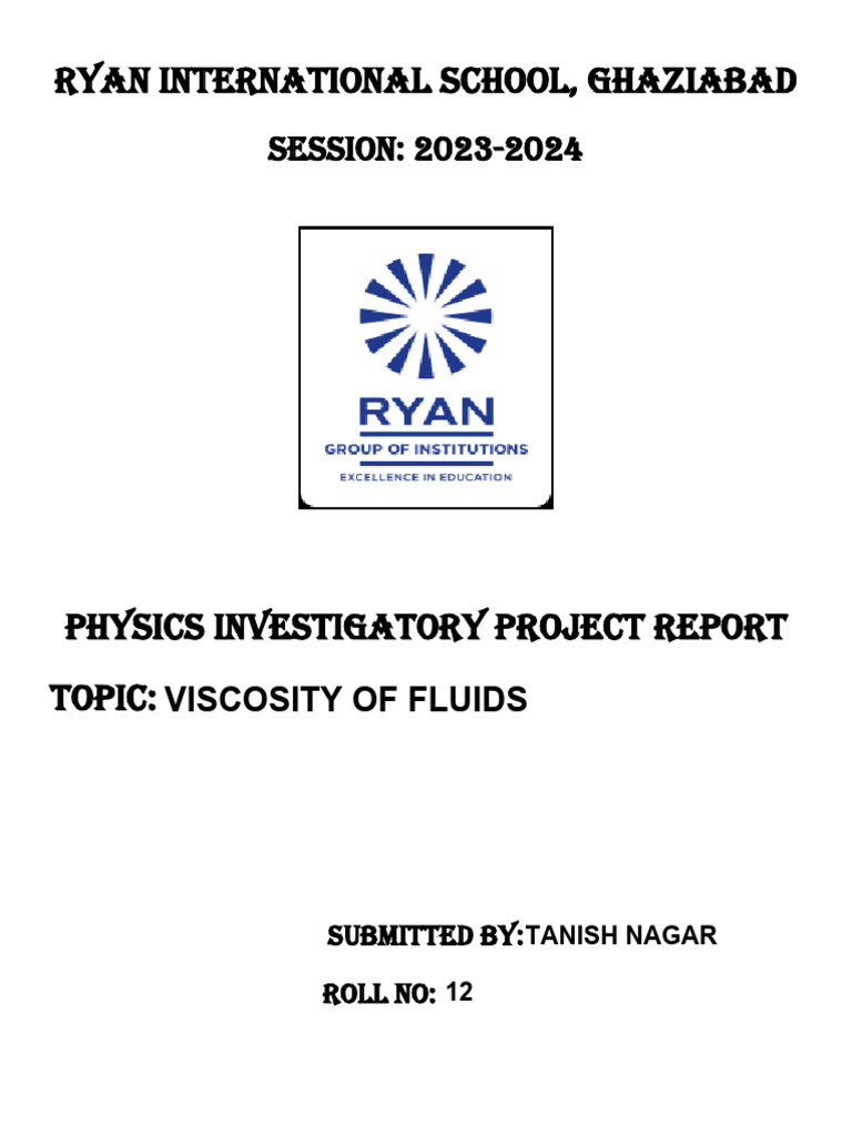Viscosity of Fluids Investigatory Project | PDF | Science & Mathematics