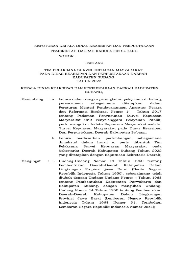 SK Tim Survey IKM 2022 Revisi | PDF