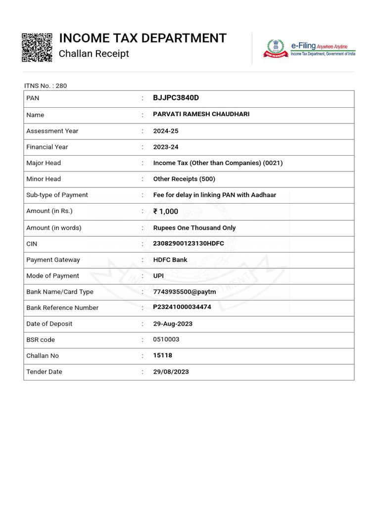 23012941122875HDFC ChallanReceipt | PDF