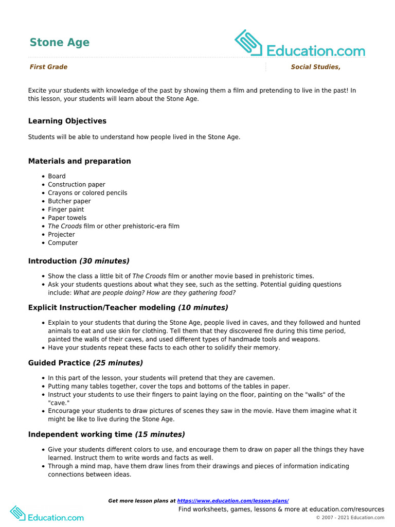 Usr Local SRC Education - Com Files Static Lesson-Plans Stone-Age Stone-Age | PDF