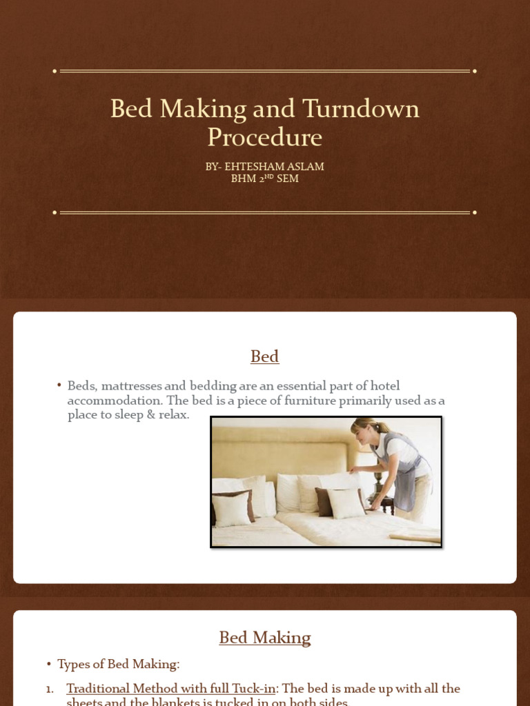 Bed Making and Turndown Procedure | PDF