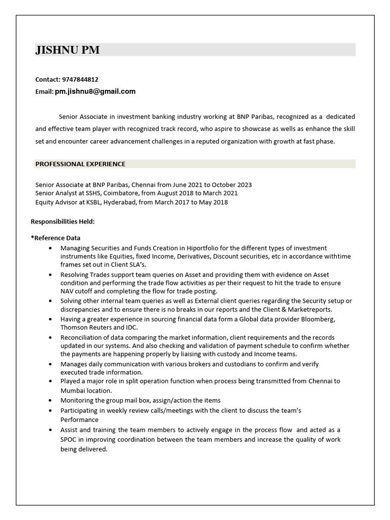 Jishnu PM Resume | PDF