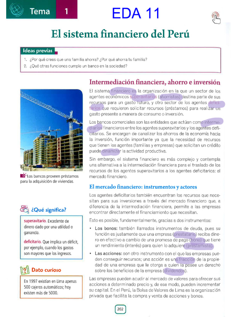 CC - SS. 4° - EDA 11 - TEMA 1 - EL SISTEMA FINANCIERO EN EL PERÚ - Editado | PDF
