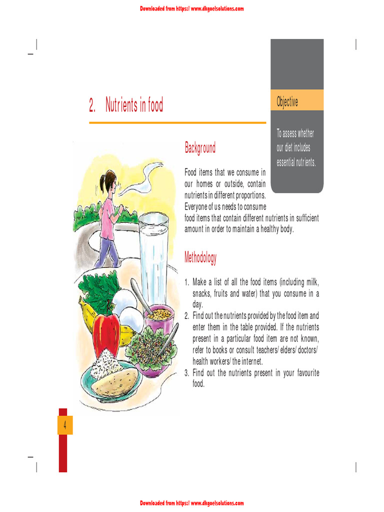 NCERT Class 6 EVS Nutrients in Food | PDF