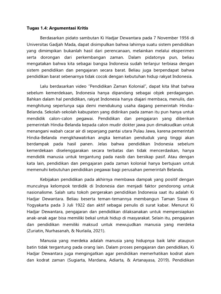 Tugas 1.4: Argumentasi Kritis | PDF