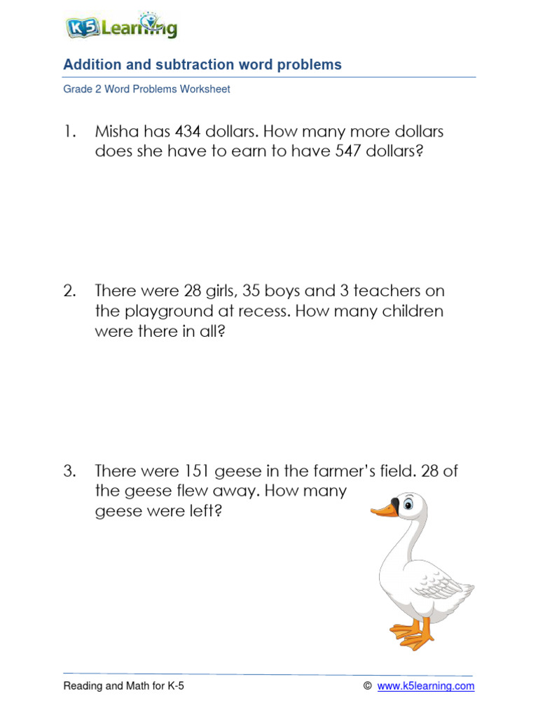 Grade 2 Mixed Addition and Subtraction Word Problems B | PDF