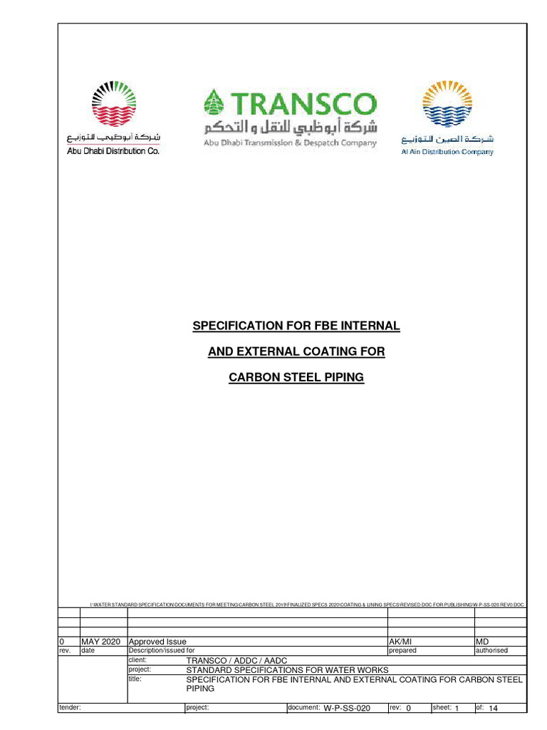 Specification For Fbe Internal and External Coating For Carbon Steel ...