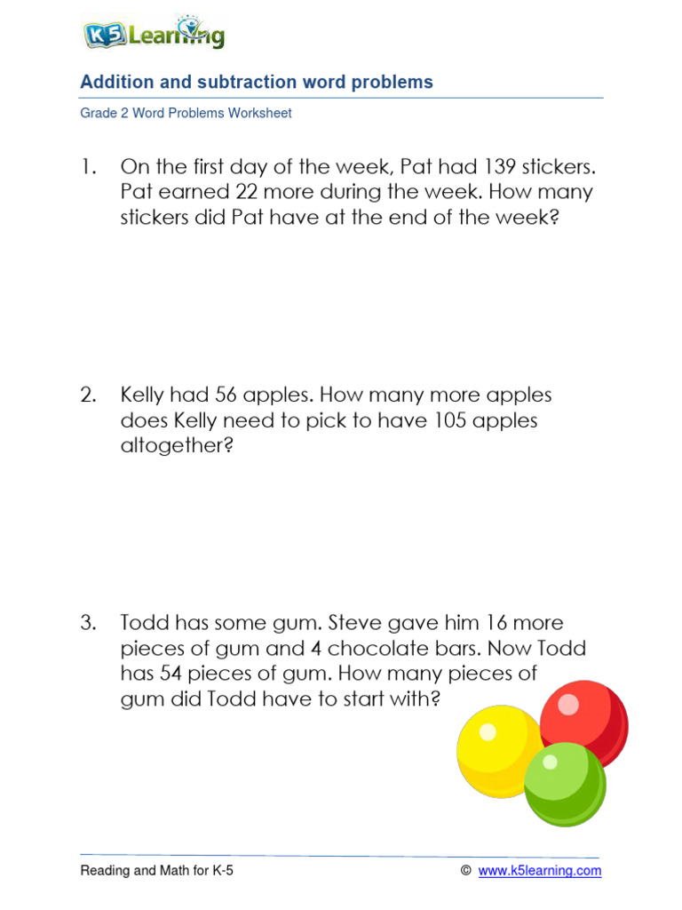 Grade 2 Addition and Subtraction Problems | PDF
