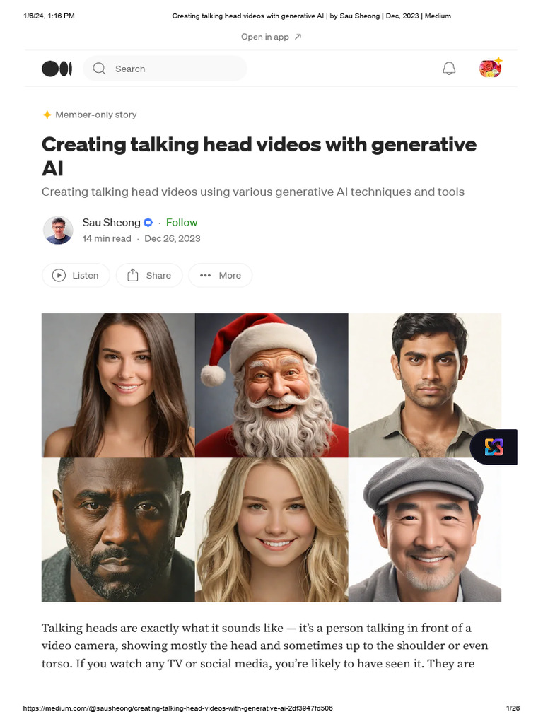Creating Talking Head Videos With Generative AI - by Sau Sheong | PDF ...