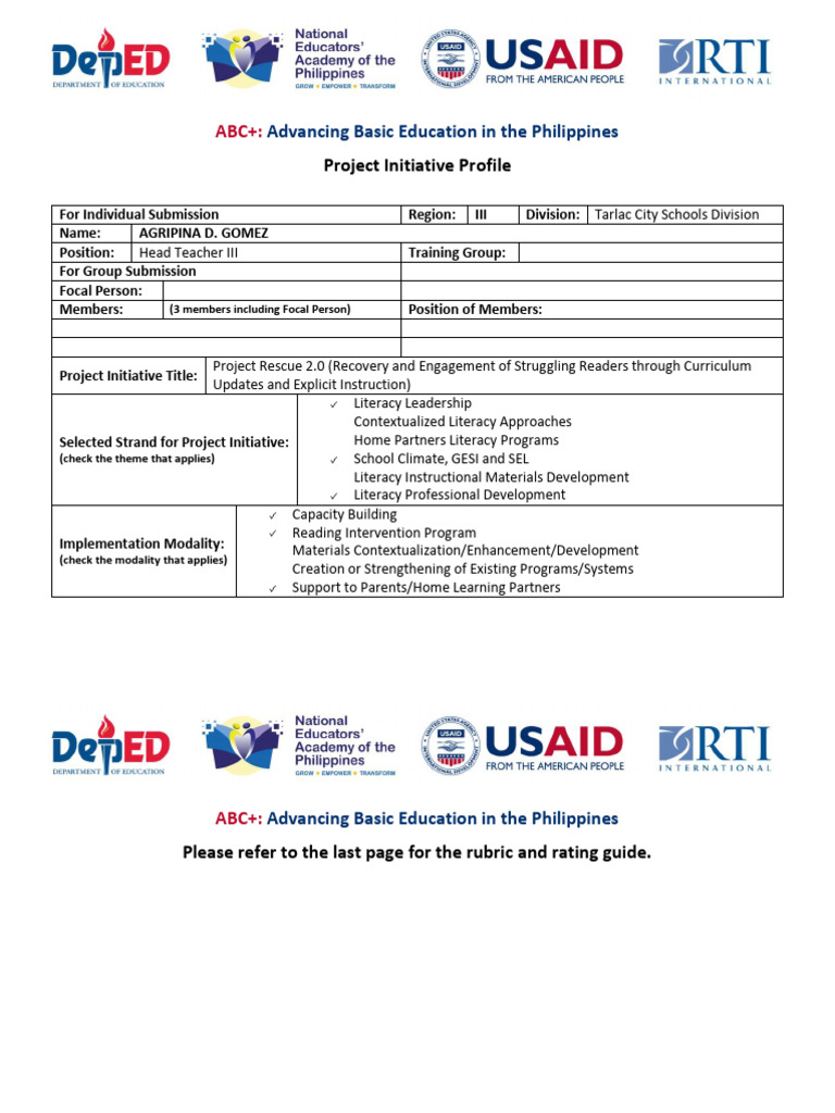 Ilt Output 3 Project Initiative Plan_ Lourdes Elementary School _2023 ...
