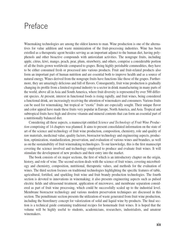 Preface - 2017 - Science and Technology of Fruit Wine Production | PDF
