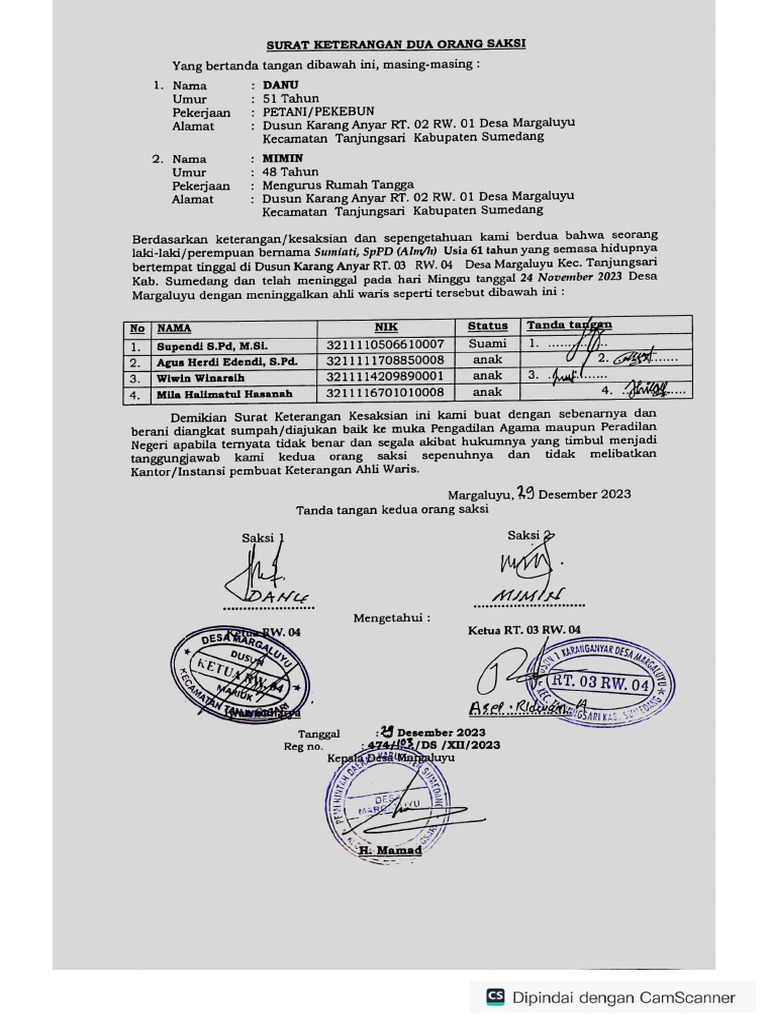 S Ket Saksi Dan KTP Sakai | PDF